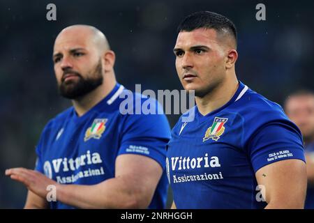 Simone Ferrari (L) and Danilo Fischetti (R) of Italy greet their ...