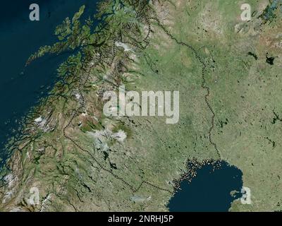 Norrbotten, county of Sweden. High resolution satellite map. Locations ...