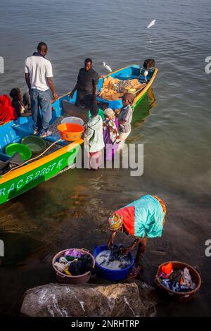Port, the fishing village of Litari, Rusinga Island, Lake Victoria ...