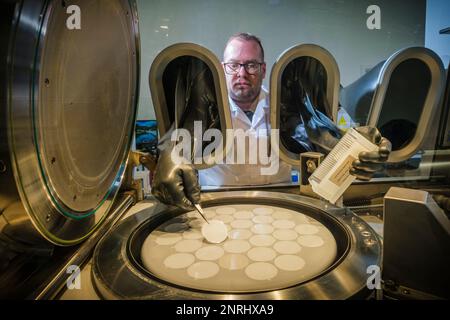 Wafer chips being loaded into a metal organic chemical vapour ...
