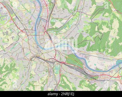 Basel-Stadt, canton of Switzerland. Open Street Map. Locations of major ...