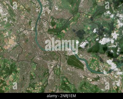 Basel-Stadt, canton of Switzerland. Low resolution satellite map ...