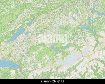 Bern, canton of Switzerland. Open Street Map. Locations and names of ...
