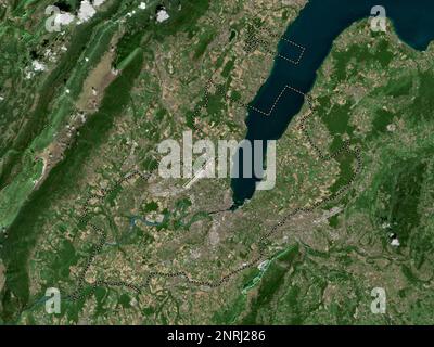 Geneve, canton of Switzerland. Low resolution satellite map. Locations ...