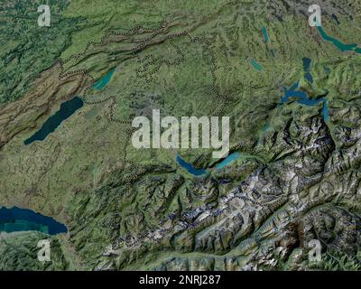 Bern, canton of Switzerland. High resolution satellite map. Locations ...