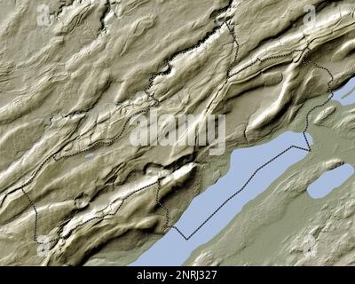 Neuchatel, canton of Switzerland. Colored elevation map with lakes and ...