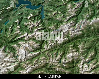 Uri, canton of Switzerland. Low resolution satellite map. Locations and ...