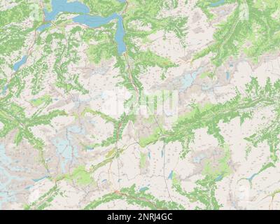 Uri, canton of Switzerland. Open Street Map. Locations of major cities ...