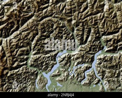 Ticino, canton of Switzerland. Colored elevation map with lakes and ...