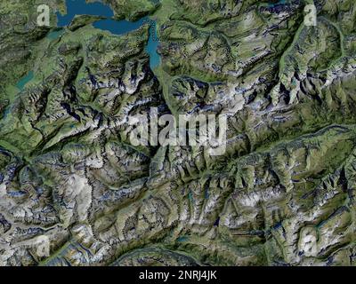 Uri, canton of Switzerland. High resolution satellite map. Corner ...