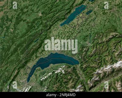 Vaud, canton of Switzerland. Low resolution satellite map. Locations ...