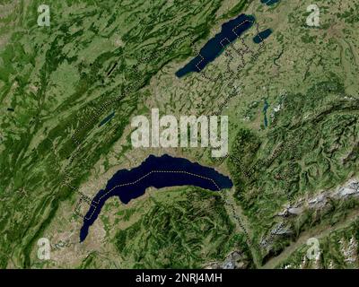Vaud, canton of Switzerland. High resolution satellite map. Locations ...