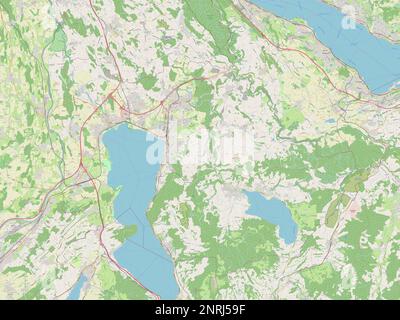 Zug, canton of Switzerland. Open Street Map. Locations and names of ...