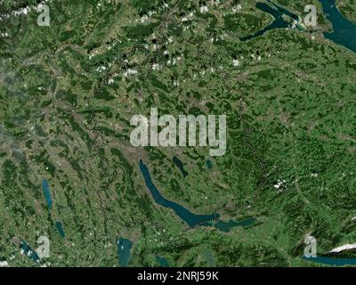 Zurich, canton of Switzerland. Low resolution satellite map. Locations ...