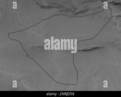 Al Hasakah, province of Syria. Grayscale elevation map with lakes and ...