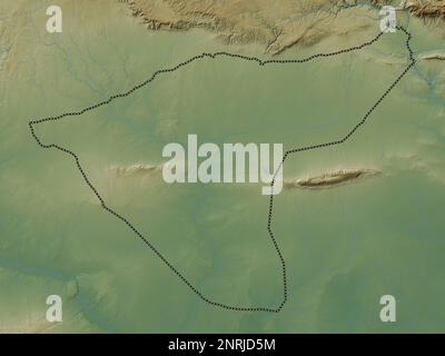 Al Hasakah, province of Syria. Colored elevation map with lakes and ...