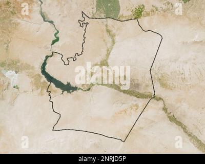 Map of Al-Raqqah, Syria, satellite view map in 3d . Black and white ...