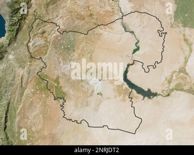 Aleppo, province of Syria. Low resolution satellite map. Locations and ...