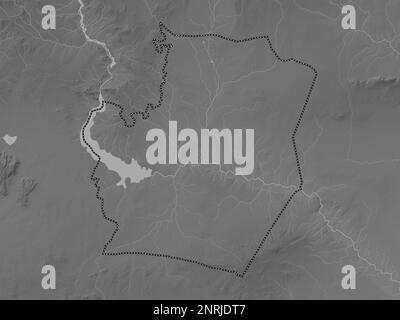 Ar Raqqah, province of Syria. Grayscale elevation map with lakes and ...