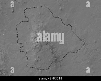 As Suwayda', province of Syria. Bilevel elevation map with lakes and rivers. Locations of major ...