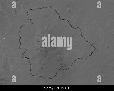 As Suwayda', province of Syria. Grayscale elevation map with lakes and ...