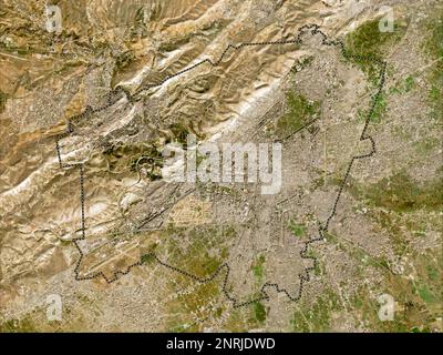 Damascus, province of Syria. Low resolution satellite map. Locations ...