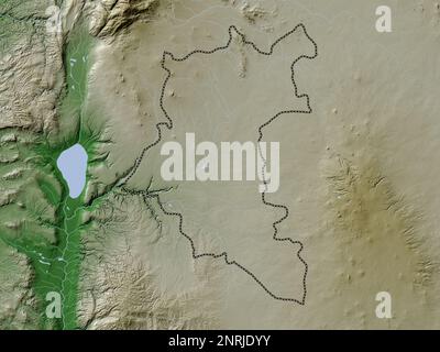 Dar`a, province of Syria. Colored elevation map with lakes and rivers ...