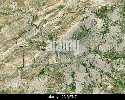 Damascus, province of Syria. High resolution satellite map. Locations ...