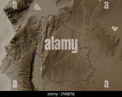 Idlib, province of Syria. Colored elevation map with lakes and rivers ...