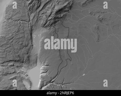 Quneitra, province of Syria. Grayscale elevation map with lakes and ...