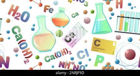 Chemistry items seamless pattern. Cartoon style. Study and production ...