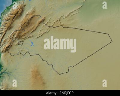 Rif Dimashq, province of Syria. Colored elevation map with lakes and ...