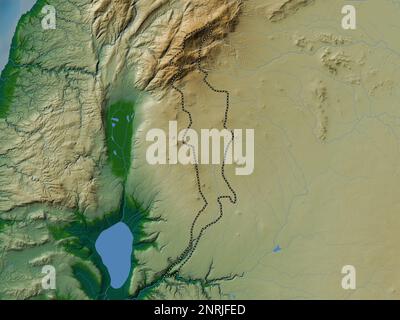 Quneitra, province of Syria. Colored elevation map with lakes and ...
