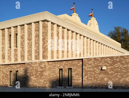 Side view last light. Shree Swaminarayan Mandir, Oldham, United Kingdom ...