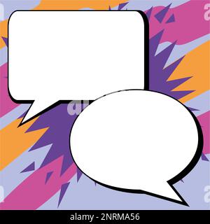 Two big white empty speech bubbles for text. Square and oval dialog ...