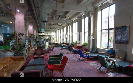 Lobby of the Fabrika, a former factory converted into a hotel in ...