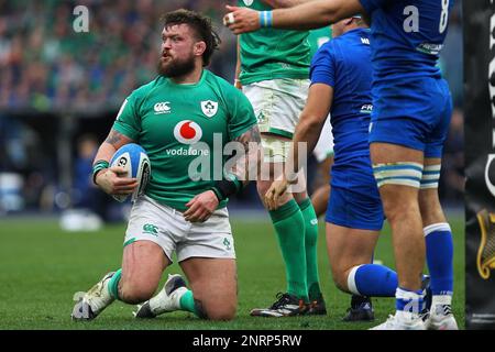 Andrew Porter of Ireland reacts during warm up during the Six Nations ...