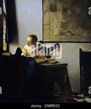 Vermeer style portrait of a young woman in Renaissance outfit looking ...