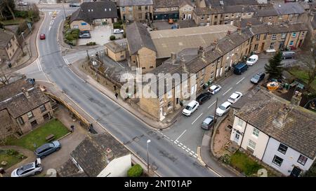 Aerial drone photo of the Village of Netherton near Huddersfield, in ...