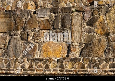 Stone carvings on the Observatory or Building J, Main Plaza of the pre ...