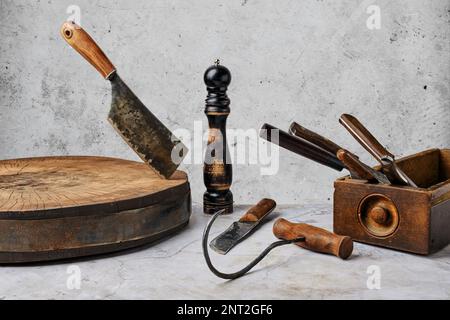 Various kinds of butcher tools Stock Photo - Alamy