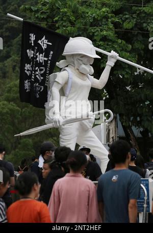 A photo shows the Goddess Statue of Democracy at the Chinese University ...