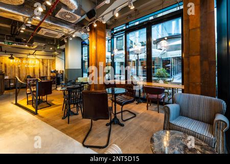 Wroclaw, Poland - May 2022: Interior of one of Green Caffe Nero chain ...