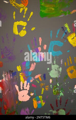 children's hands marks on wall Stock Photo - Alamy