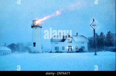 Winter Storm at Historic Chatham, Cape Cod Lighthouse Stock Photo - Alamy