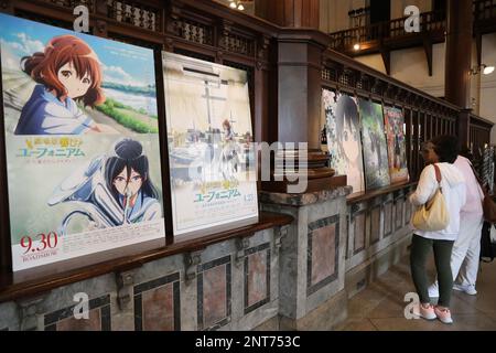 Promotion posters created by Kyoto Animation Co., Ltd, are displayed at ...