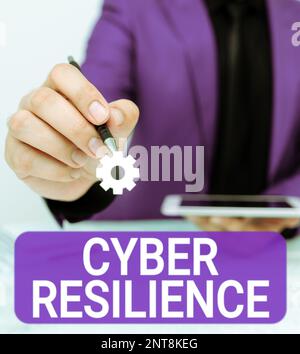 Text sign showing Cyber Resilience. Word for measure of how well an ...