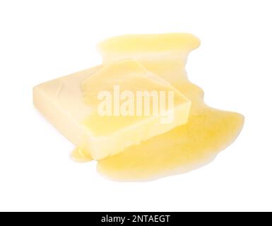 Tasty fresh melting butter on white background Stock Photo - Alamy