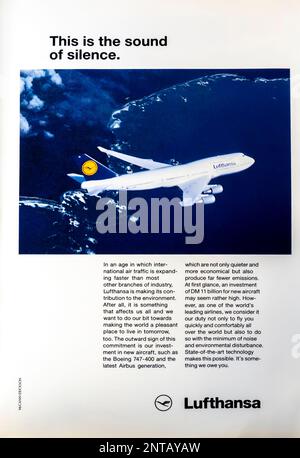 Lufthansa advert in a Natgeo magazine May 1988 Stock Photo - Alamy