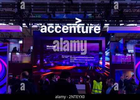 The logo of Accenture is seen at the Mobile World Congress 2025 (MWC ...